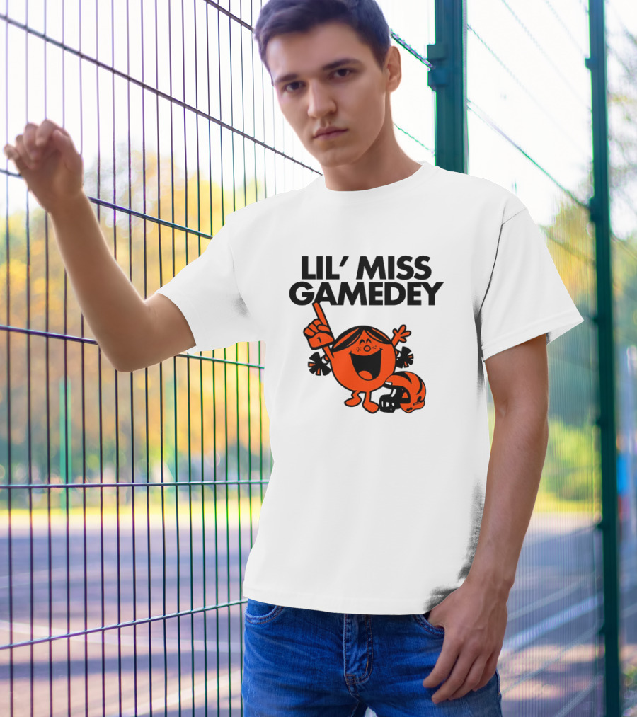 Lil Miss Gamedey Cincinnati Bengals Football Fandom Icon With Cheerful Character And Helmet T-Shirt