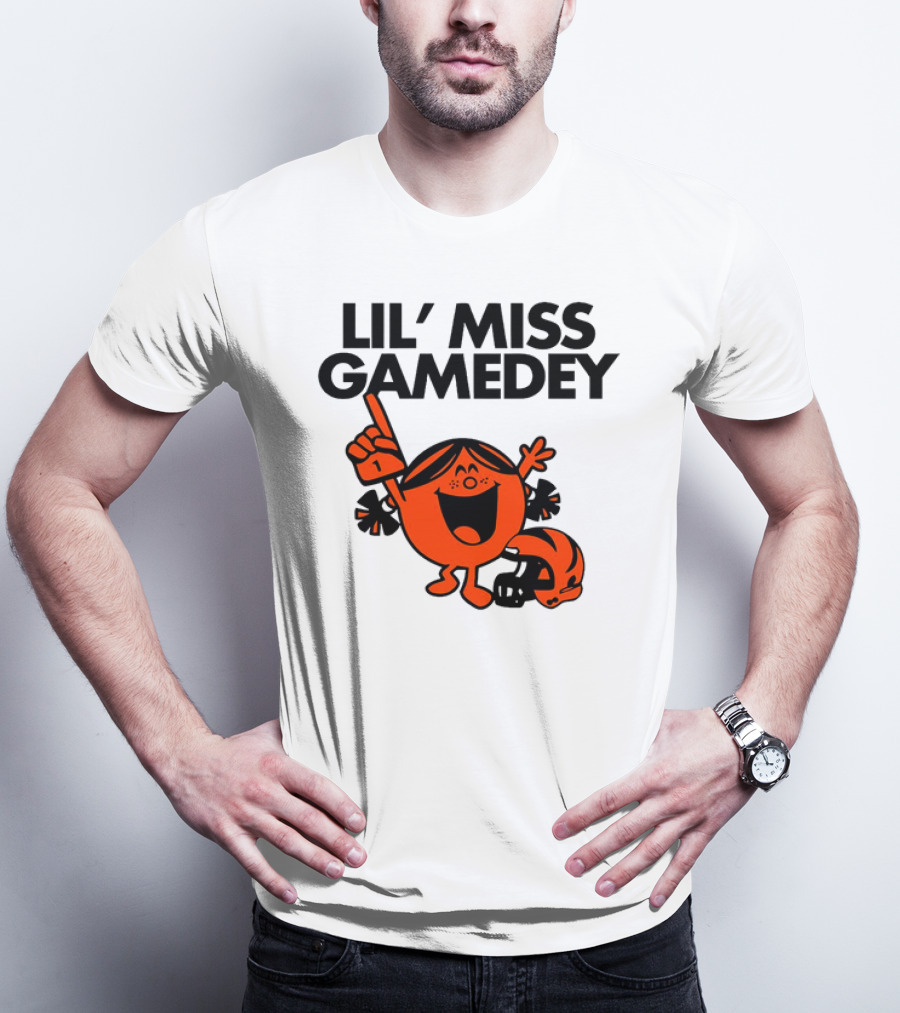 Lil Miss Gamedey Cincinnati Bengals Football Fandom Icon With Cheerful Character And Helmet T-Shirt