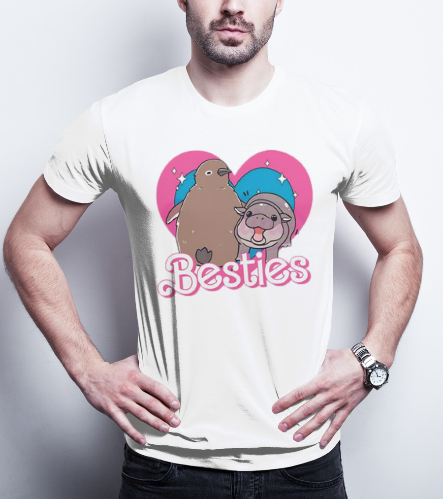 Best Friends Moo Deng Pesto Friendship Barbie Besties Heart T-Shirt