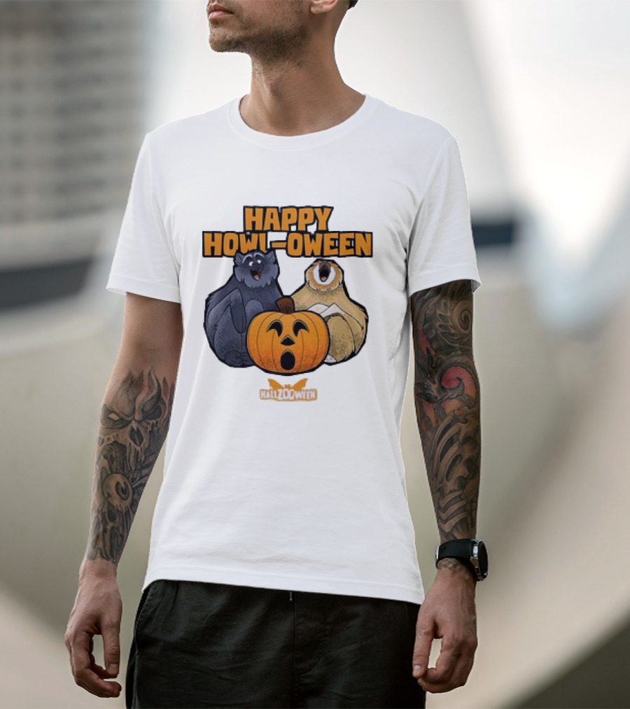 Happy Howl-oween Gibbons HallZOoween Pumpkin T-Shirt