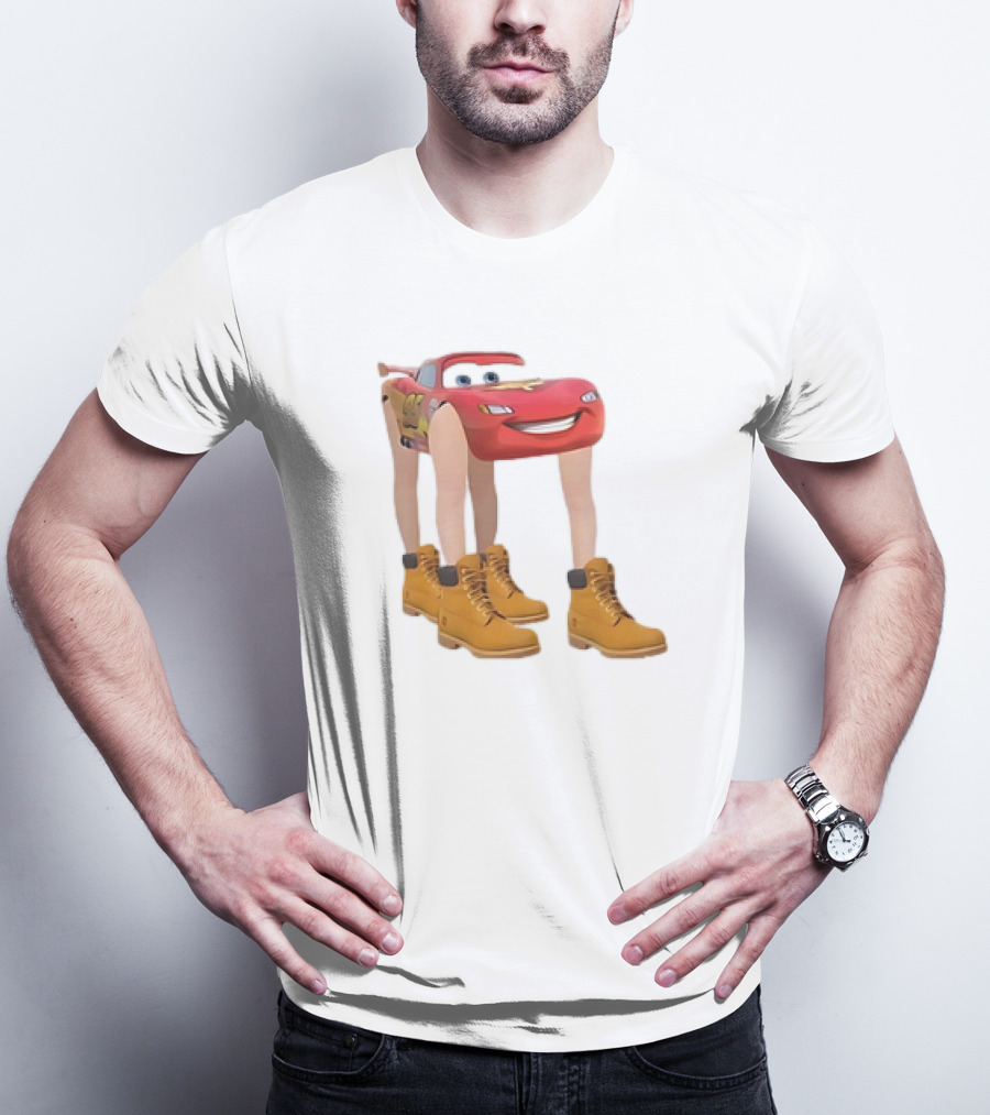 Lightning McQueen With Legs Cartoon Boots T-Shirt