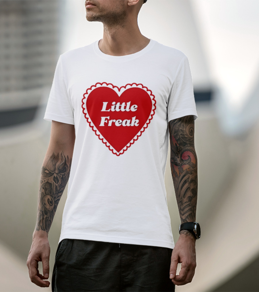 Little Freak Heart Red Scalloped Text T-Shirt