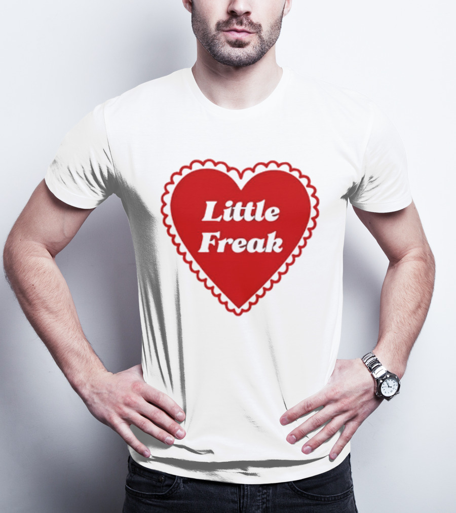 Little Freak Heart Red Scalloped Text T-Shirt