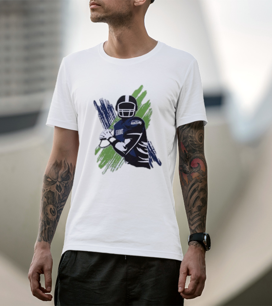 Seattle Seahawks Starter Player X Blue Green Football T-Shirt