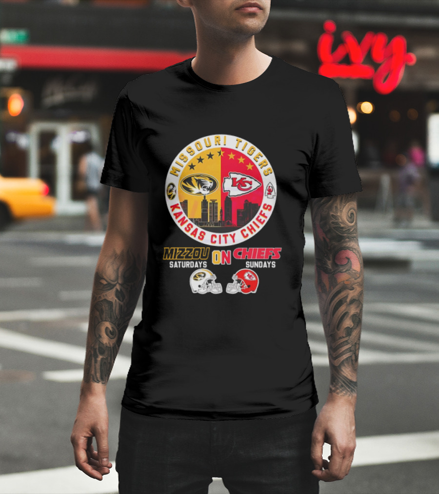Missouri Tigers Mizzou Saturdays Kansas City Chiefs Sundays T-Shirt