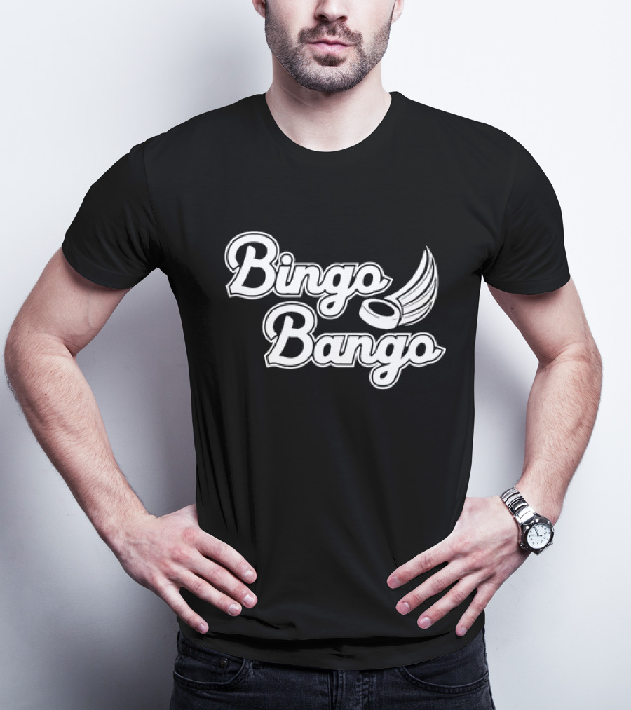 Red Wings Bingo Bango Hockey Puck Motif T-Shirt