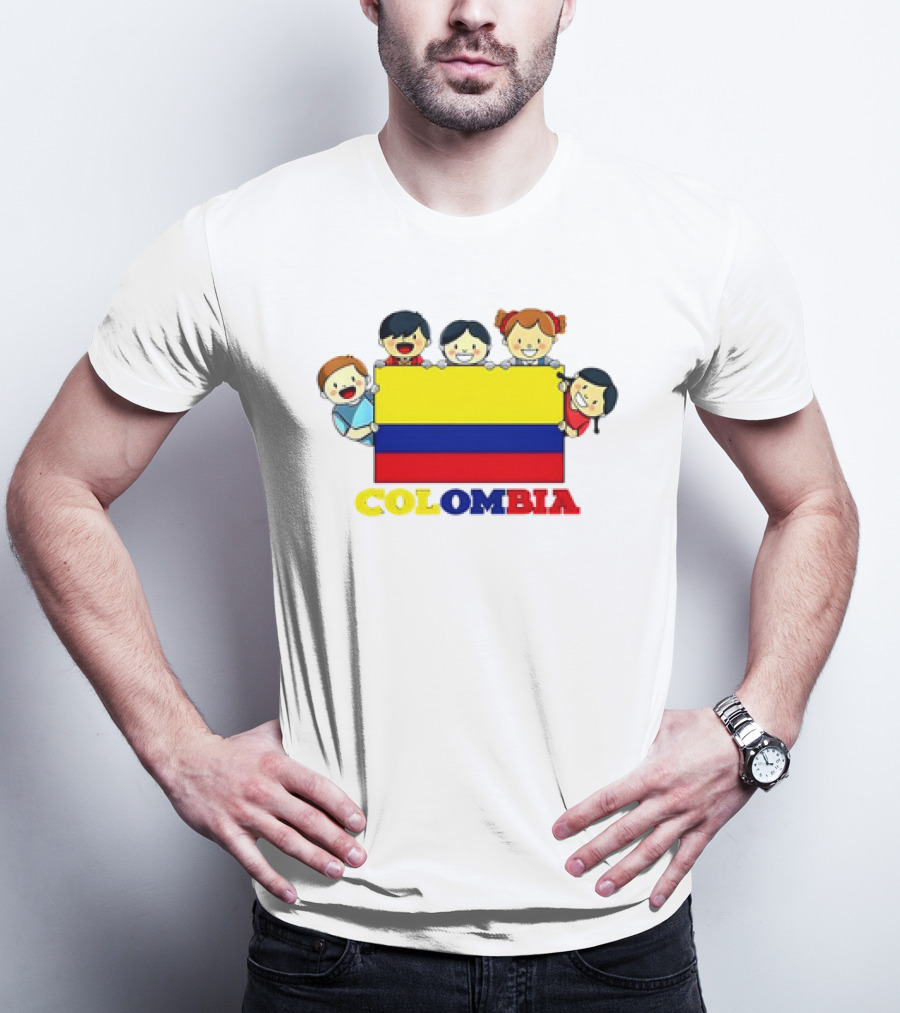 Colombia Flag Hispanic Heritage Month Cartoon Kids Colombian Flag T-Shirt