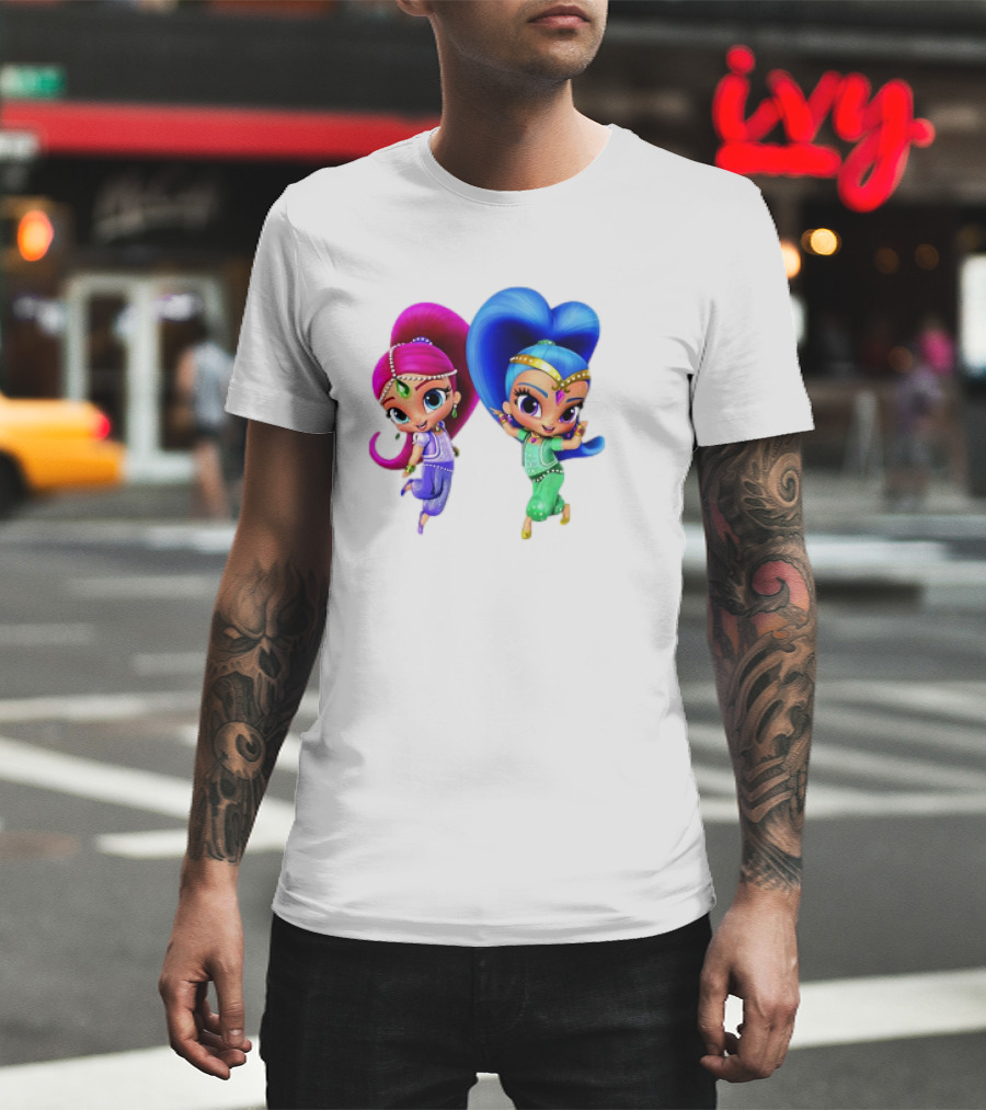 Shimmer And Shine Cartoon Girl Friend Duo With Vibrant Colors T-Shirt