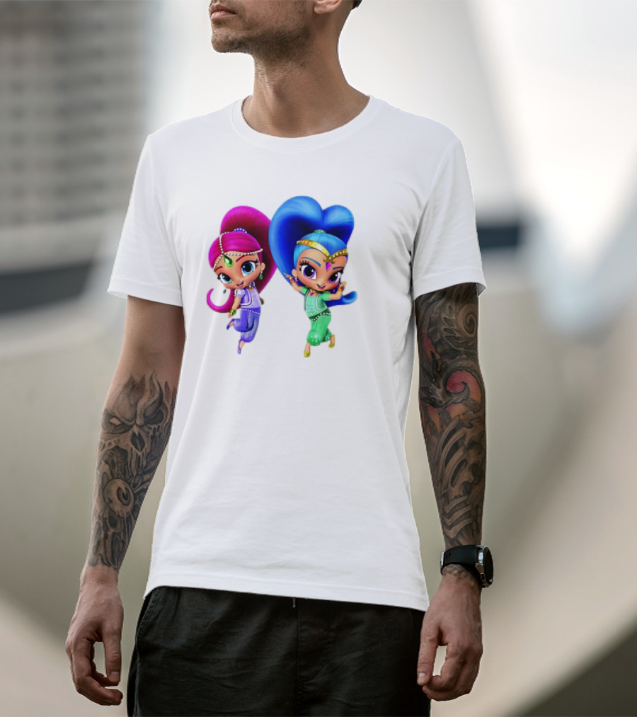 Shimmer And Shine Cartoon Girl Friend Duo With Vibrant Colors T-Shirt
