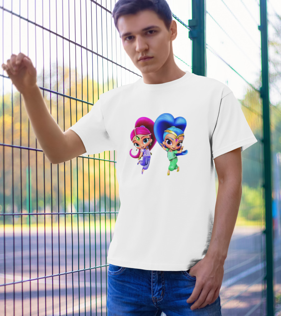 Shimmer And Shine Cartoon Girl Friend Duo With Vibrant Colors T-Shirt