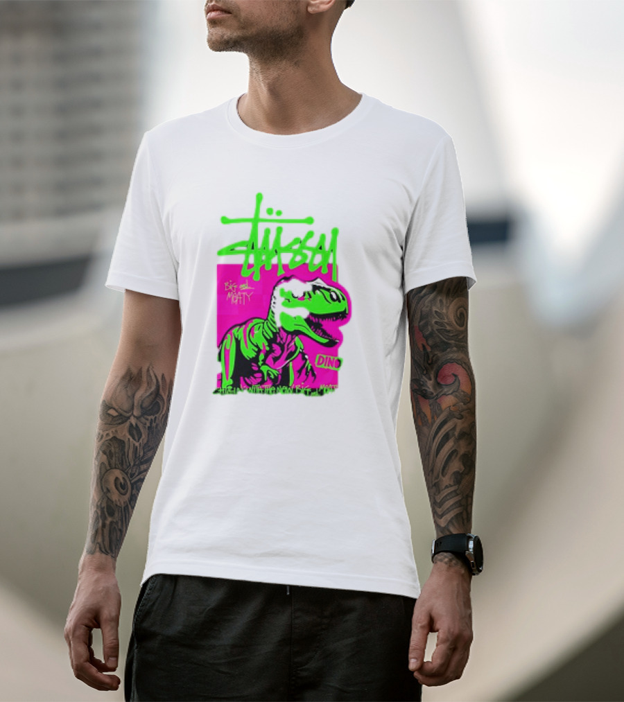 Stussy Big And Meaty Dino Cartoon T-Shirt