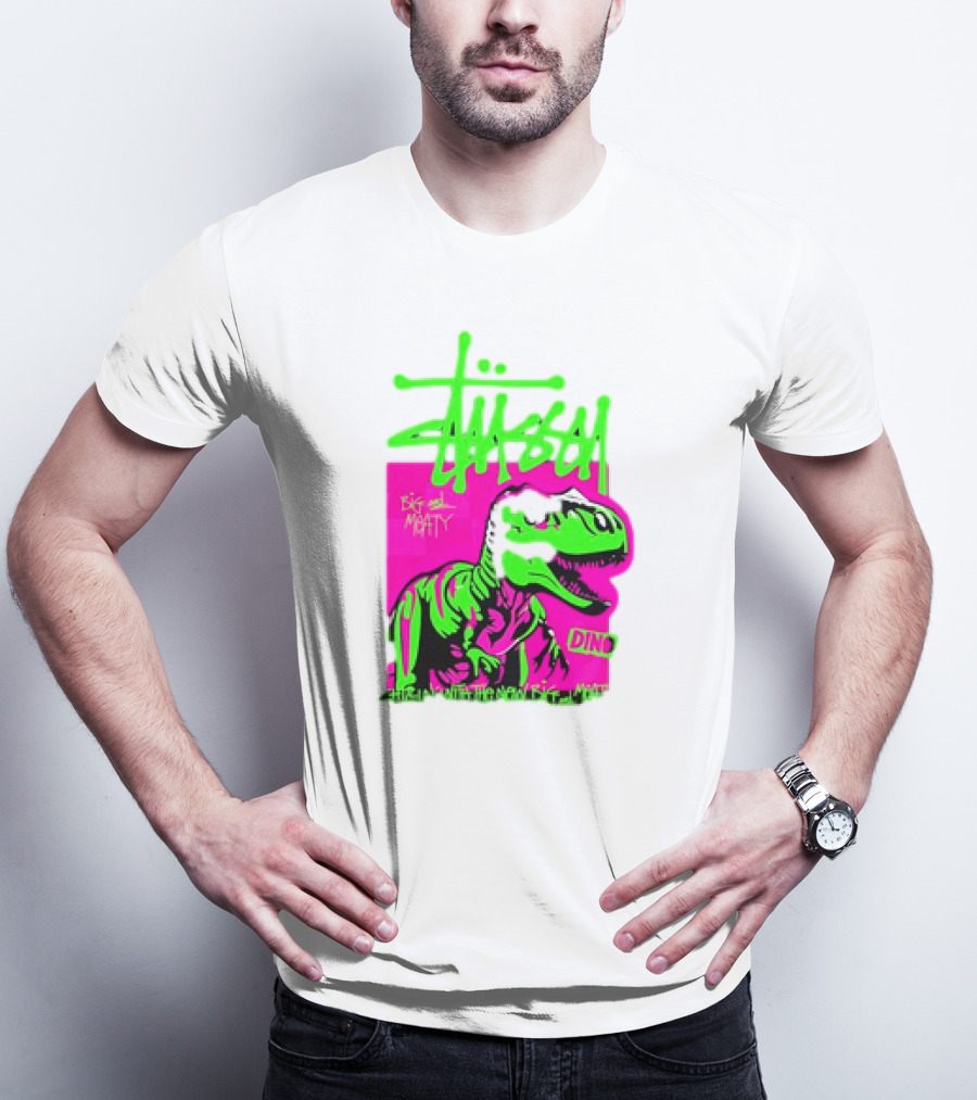 Stussy Big And Meaty Dino Cartoon T-Shirt