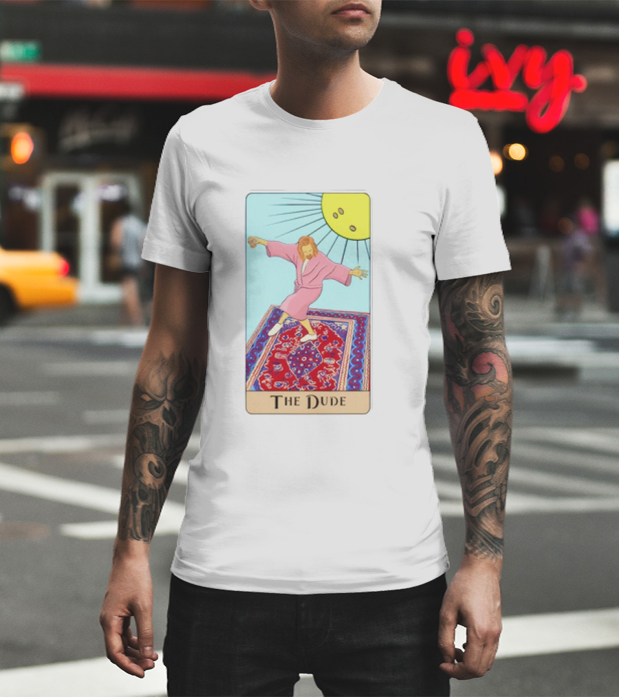 The Dude Tarot Card The Big Lebowski Bowling Rug Sun T-Shirt