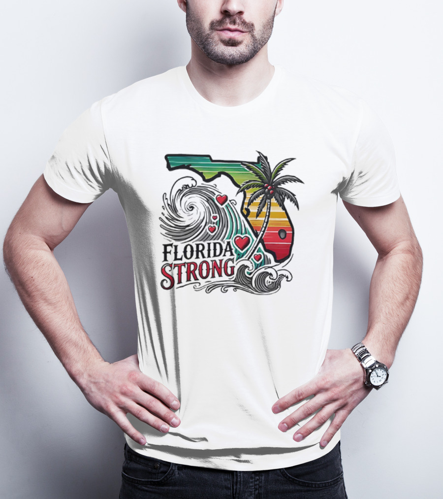 Florida Strong Wave Palm Heart T-Shirt
