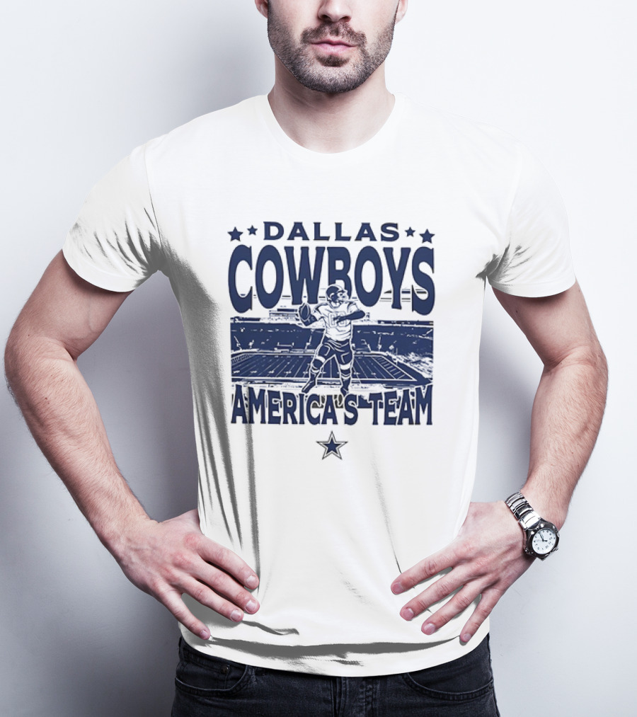 Dallas Cowboys America's Team Quarterback Stadium Blue T-Shirt