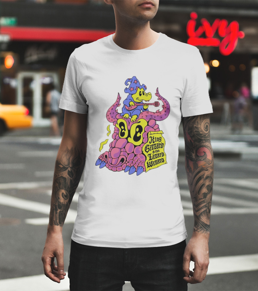 King Gizzard And The Lizard Wizard Gator Wizard Playing Guitar On Monster Head T-Shirt