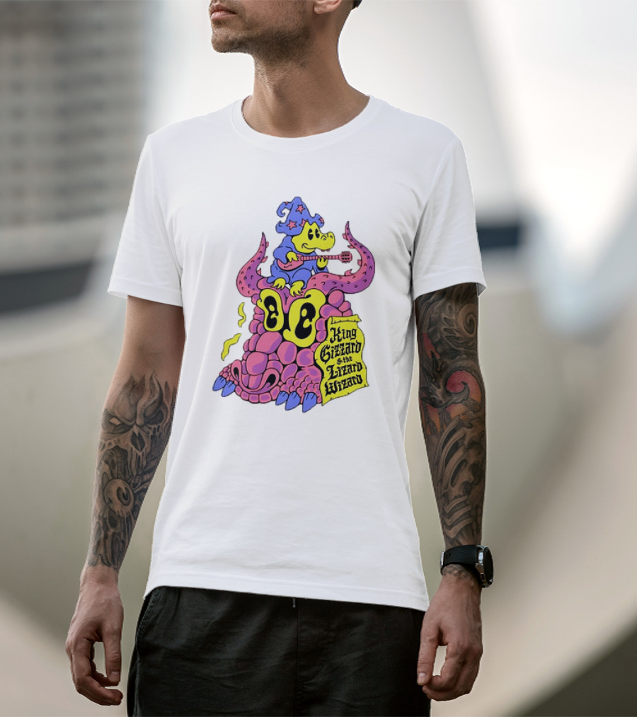King Gizzard And The Lizard Wizard Gator Wizard Playing Guitar On Monster Head T-Shirt