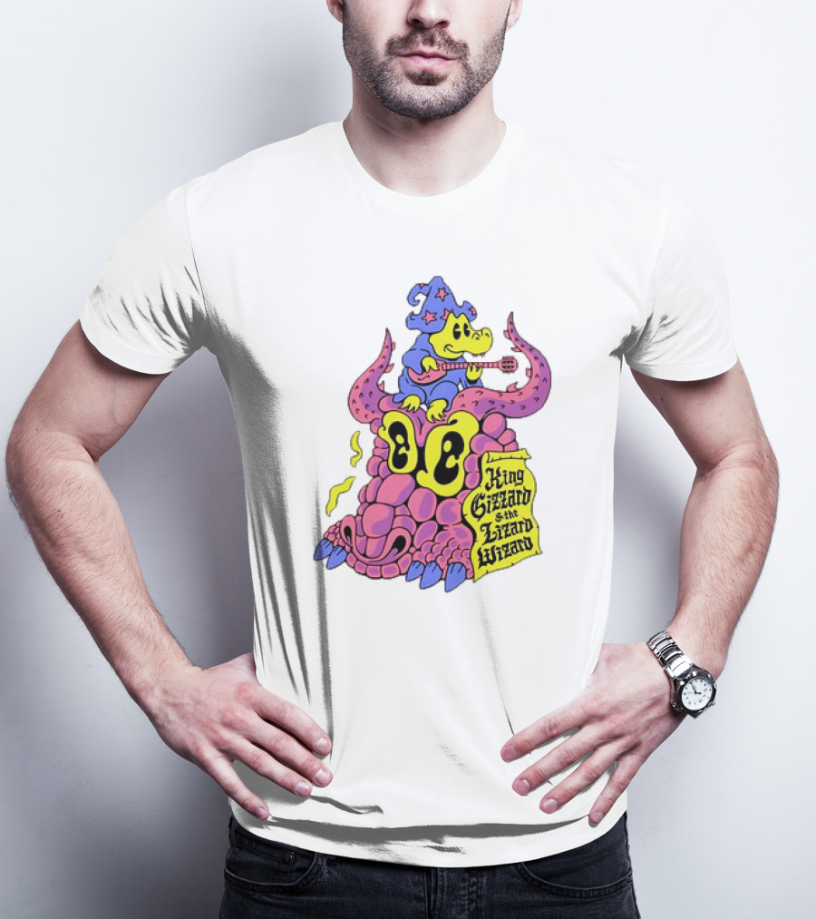 King Gizzard And The Lizard Wizard Gator Wizard Playing Guitar On Monster Head T-Shirt