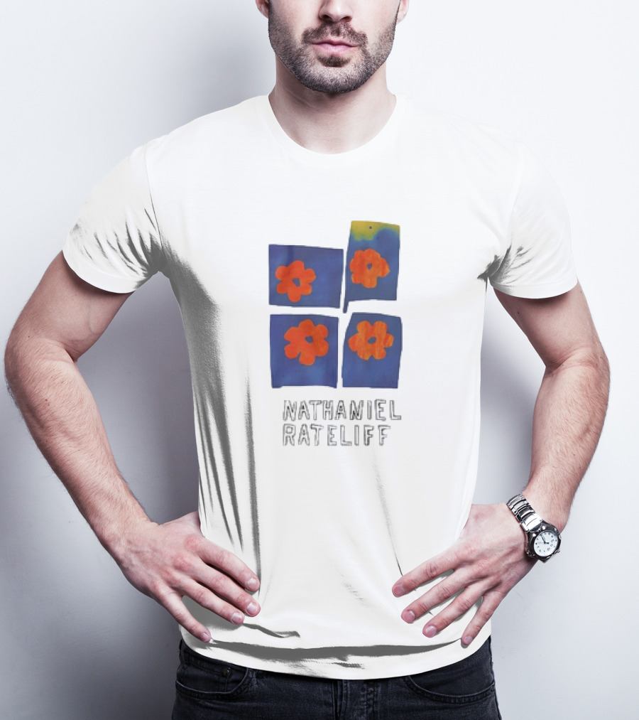 Nathaniel Rateliff Blue Squares Orange Flowers T-Shirt