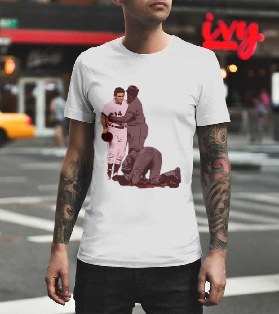Pete Rose Levels Ray Fosse Baseball Collision Moment T-Shirt