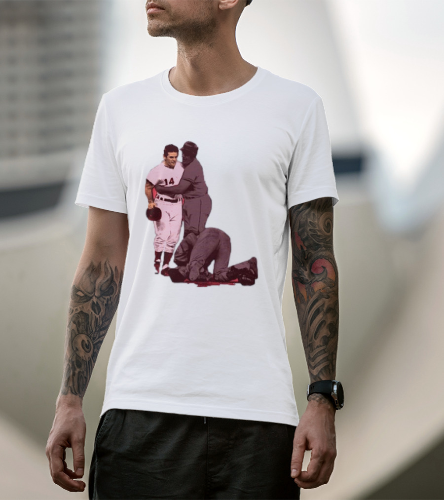 Pete Rose Levels Ray Fosse Baseball Collision Moment T-Shirt