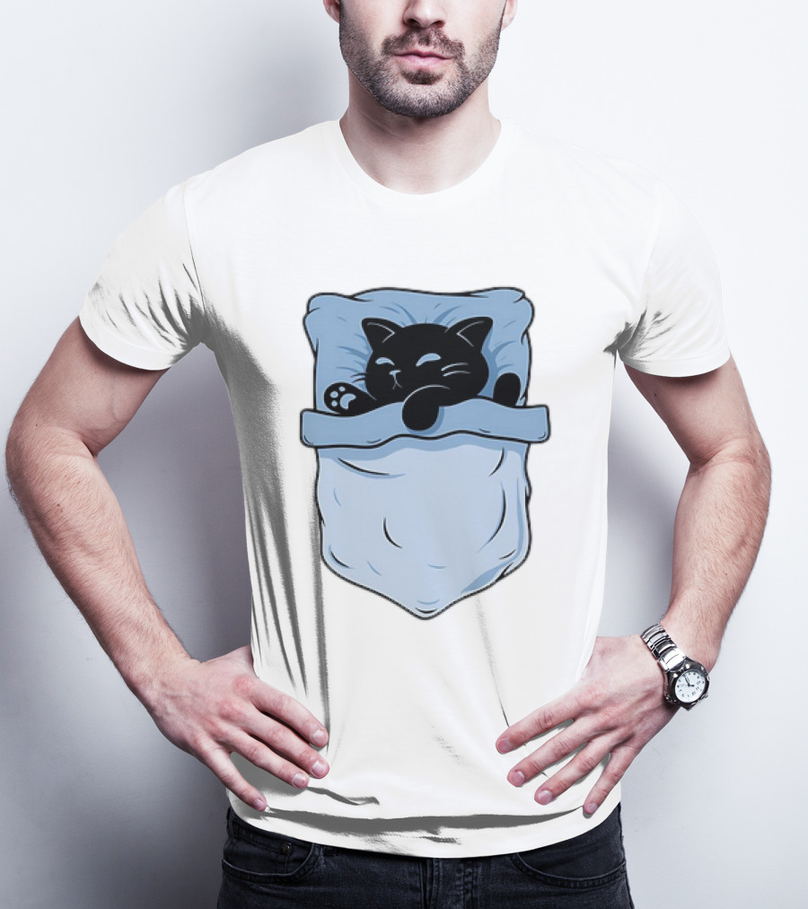 Pocket Nap Sleeping Cat Cuteness Cozy In Your Pocket T-Shirt