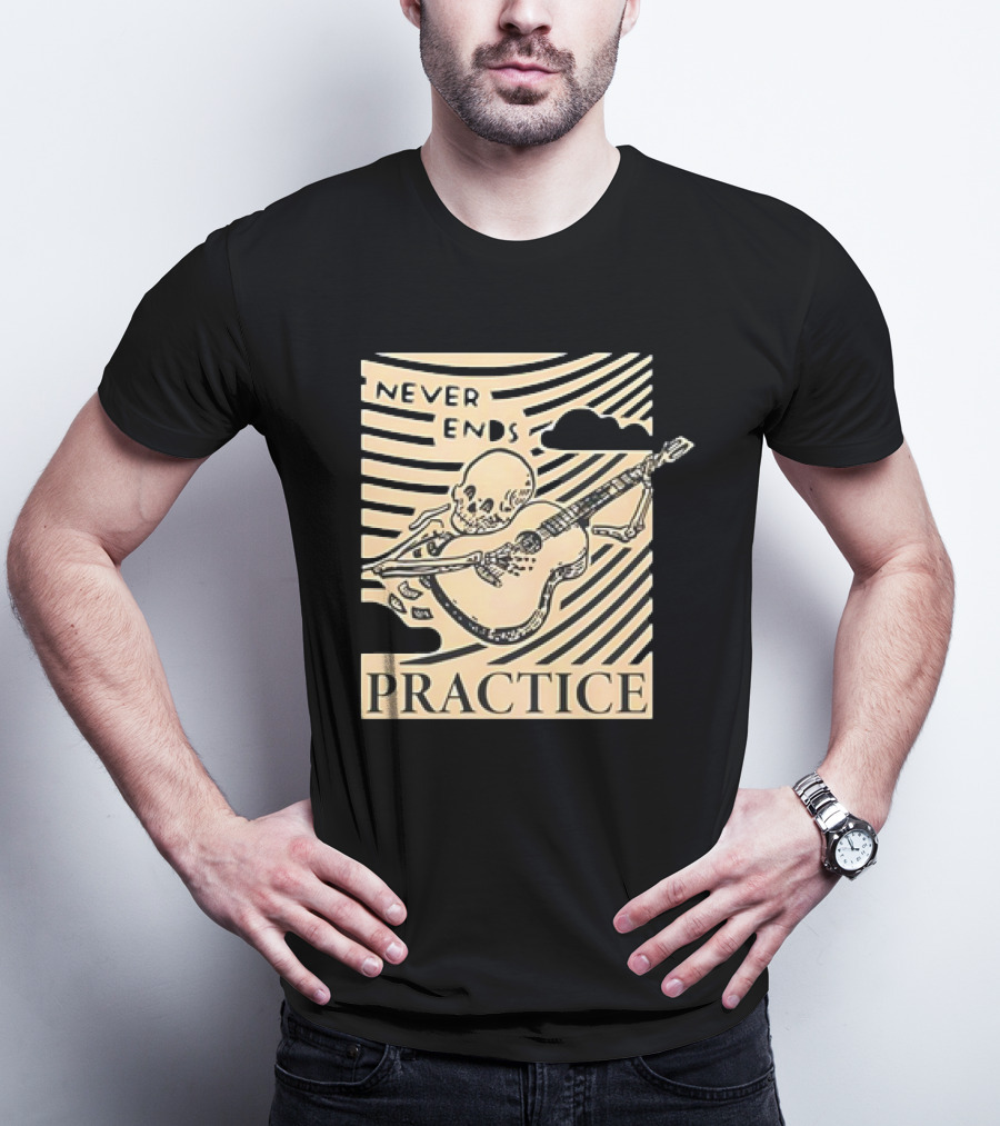 Lindy Day Never Ends Practice Skeleton Guitar T-Shirt