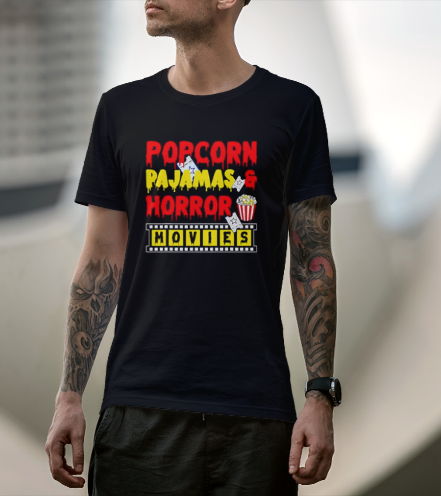 Popcorn Pajamas And Horror Movies T-Shirt