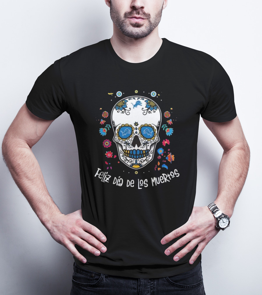 Detroit Lions Feliz Dia De Los Muertos T-Shirt