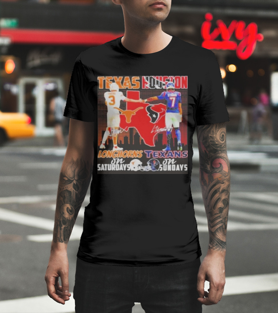 Texas Longhorns Longhorns On Saturdays Texans On Sundays T-Shirt