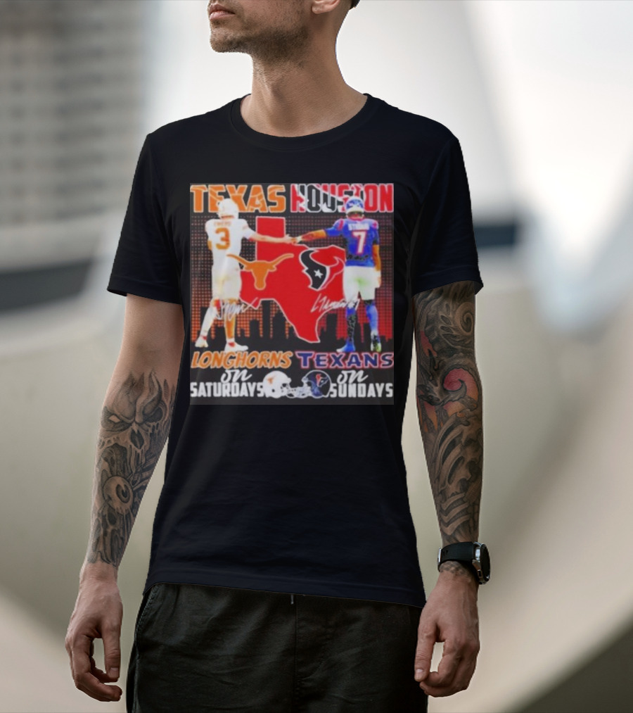 Texas Longhorns Longhorns On Saturdays Texans On Sundays T-Shirt
