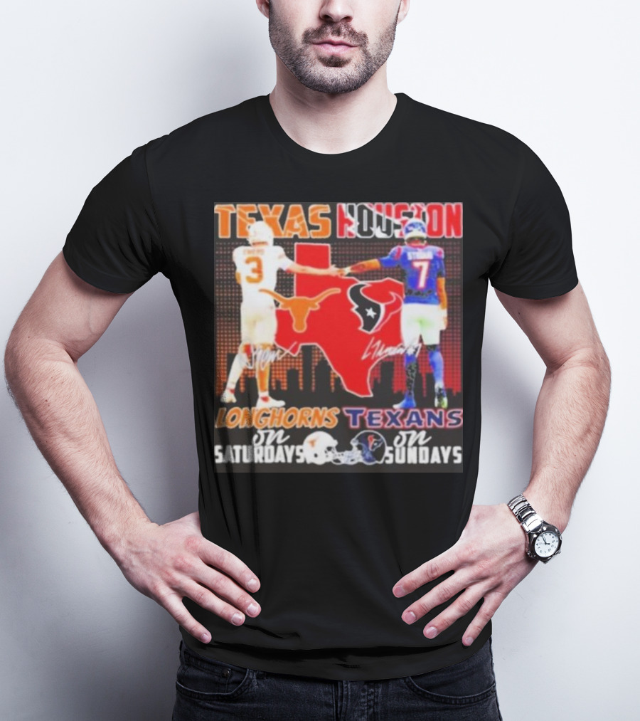 Texas Longhorns Longhorns On Saturdays Texans On Sundays T-Shirt