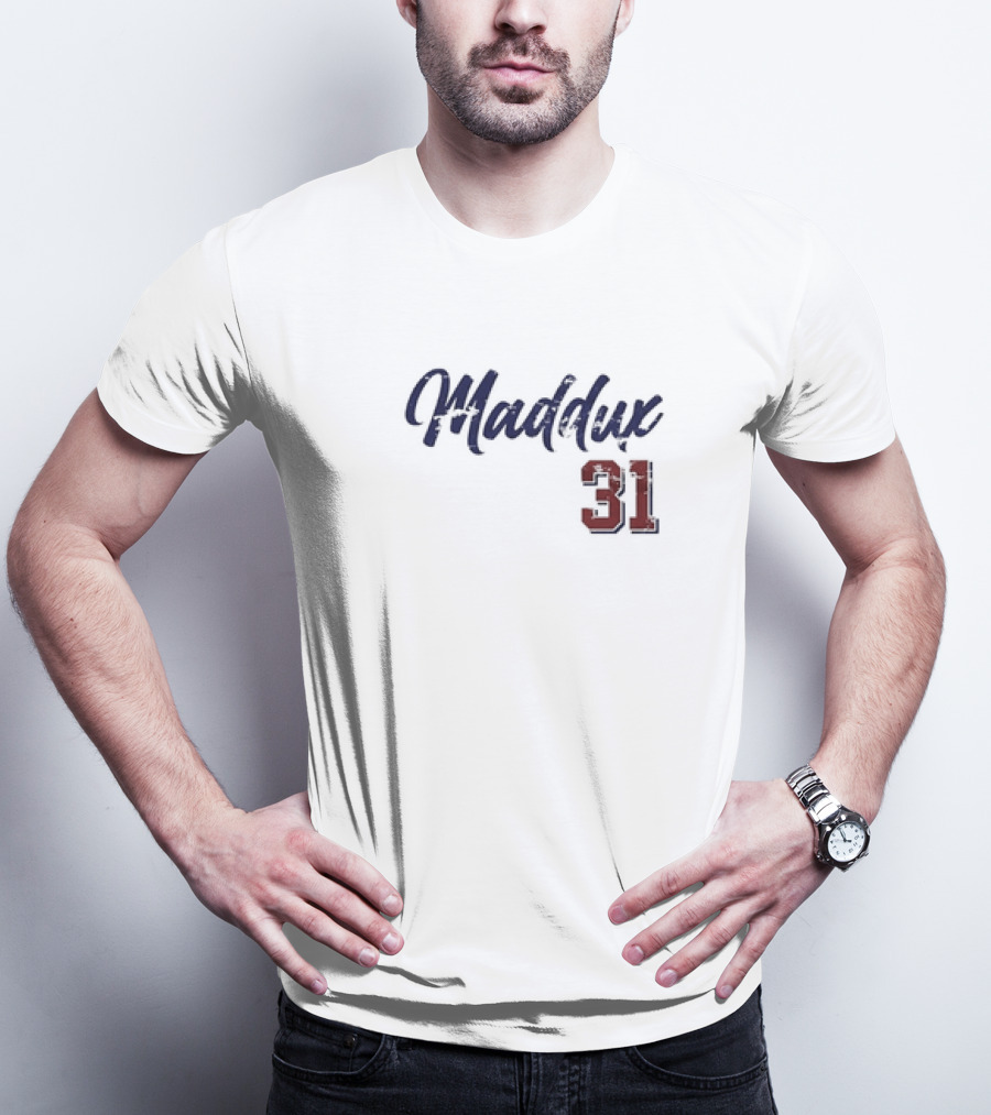 Greg Maddux 31 Chicago Baseball Script T-Shirt