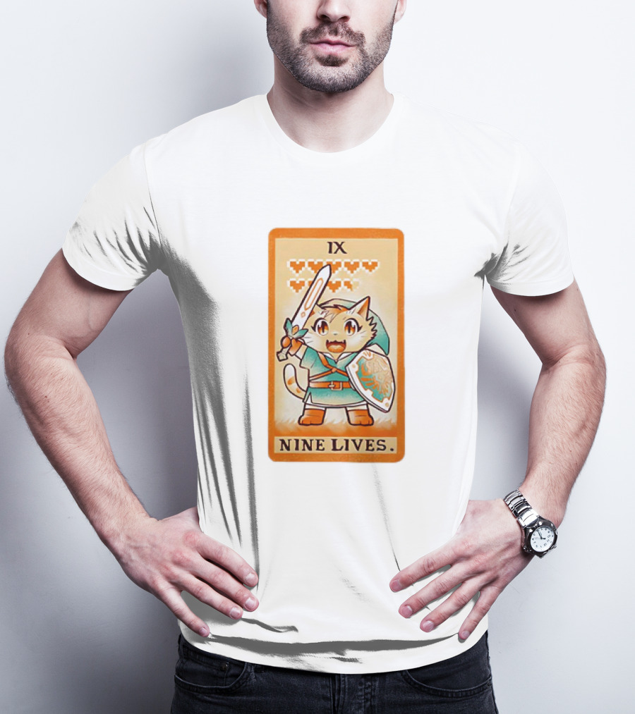 Nine Lives Tarot Cat IX Link The Legend Of Zelda T-Shirt