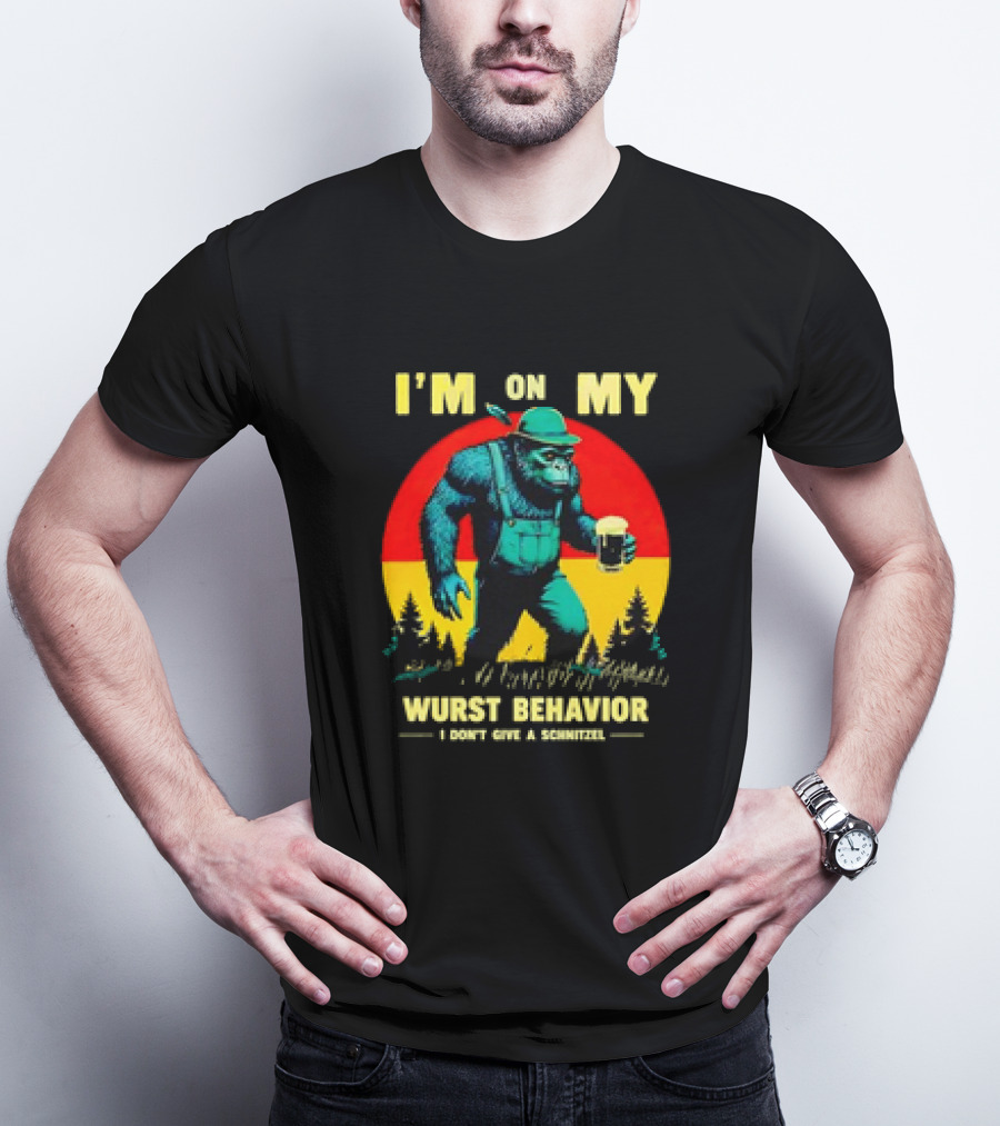 I'm On My Wurst Behavior I Don't Give A Schnitzel German Beer Wurst Funny Oktoberfest Retro T-Shirt