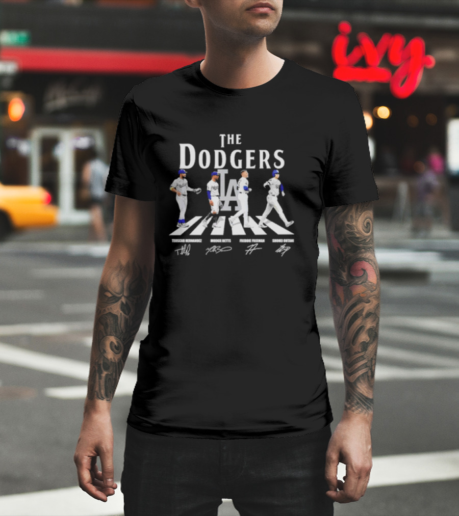 The Dodgers Abbey Road LA Teoscar Hernandez Mookie Betts Freddie Freeman Shohei Ohtani Signatures T-Shirt