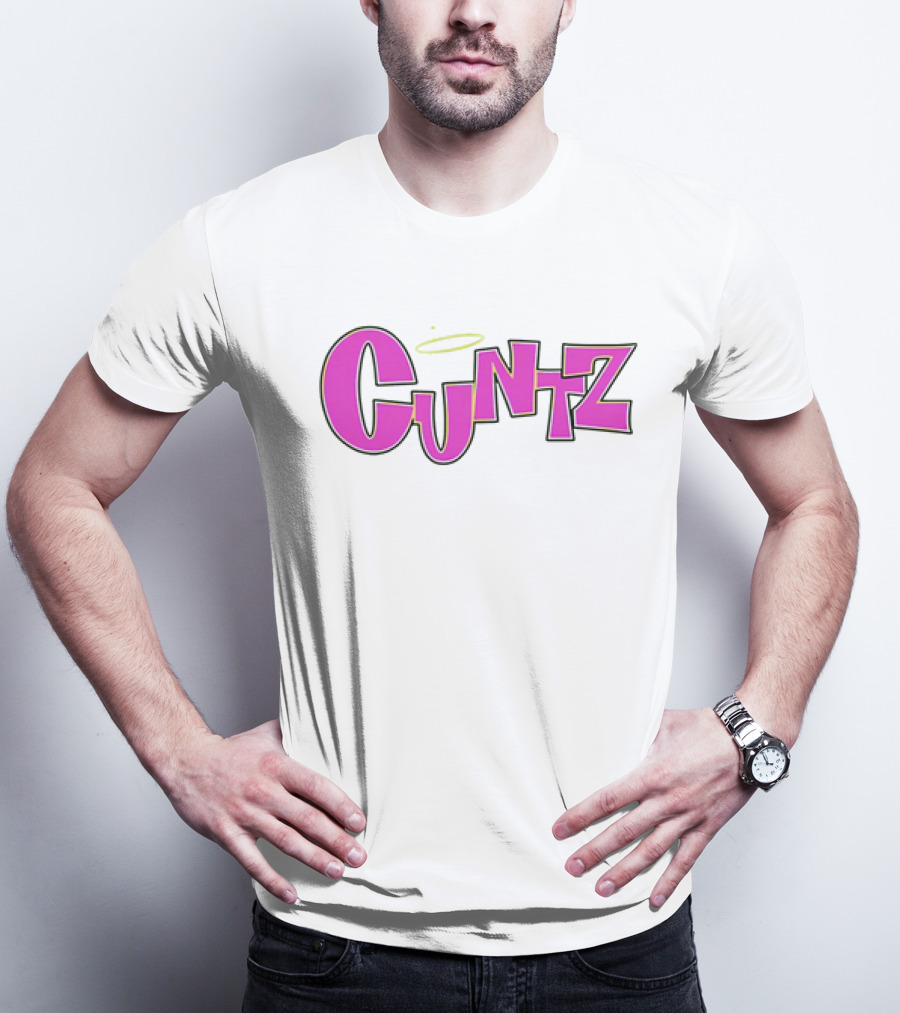 Cuntz Pink Cartoon Style Text With Halo T-Shirt