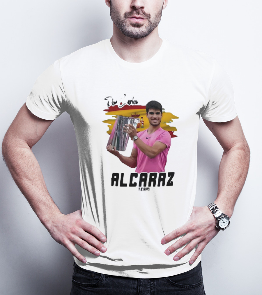 Don Carlos Alcaraz Team With Trophy And Spanish Flag T-Shirt