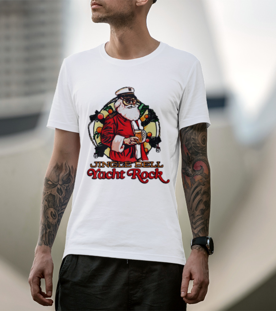 Jingle Bell Yacht Rock Santa Christmas T-Shirt