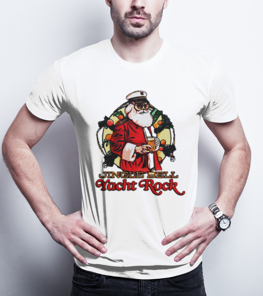 Jingle Bell Yacht Rock Santa Christmas T-Shirt