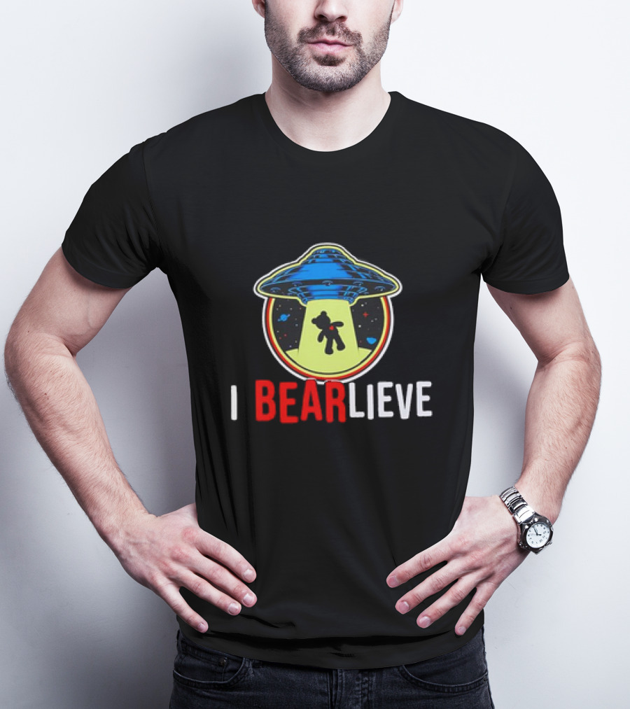 UFO I BEARlieve Alien Abduction Bear Spaceship T-Shirt