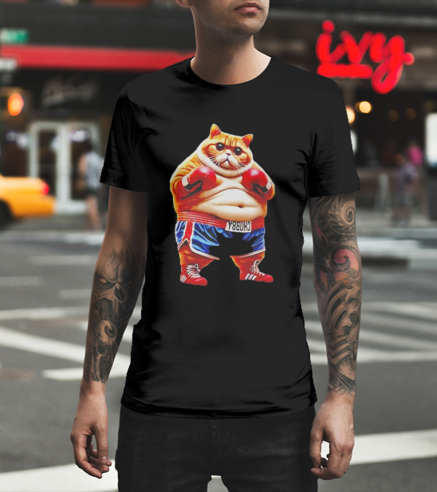 Boxing Gym Anime Meme Cat With Gloves And Chunky Shorts T-Shirt