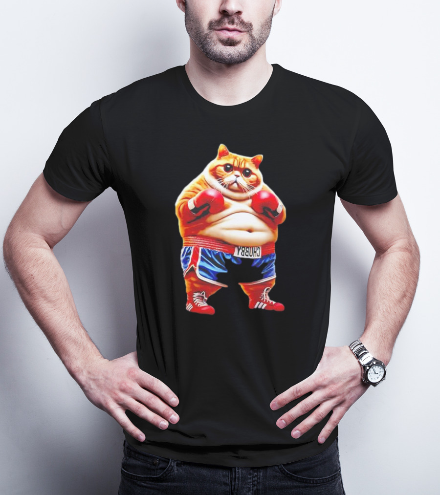 Boxing Gym Anime Meme Cat With Gloves And Chunky Shorts T-Shirt