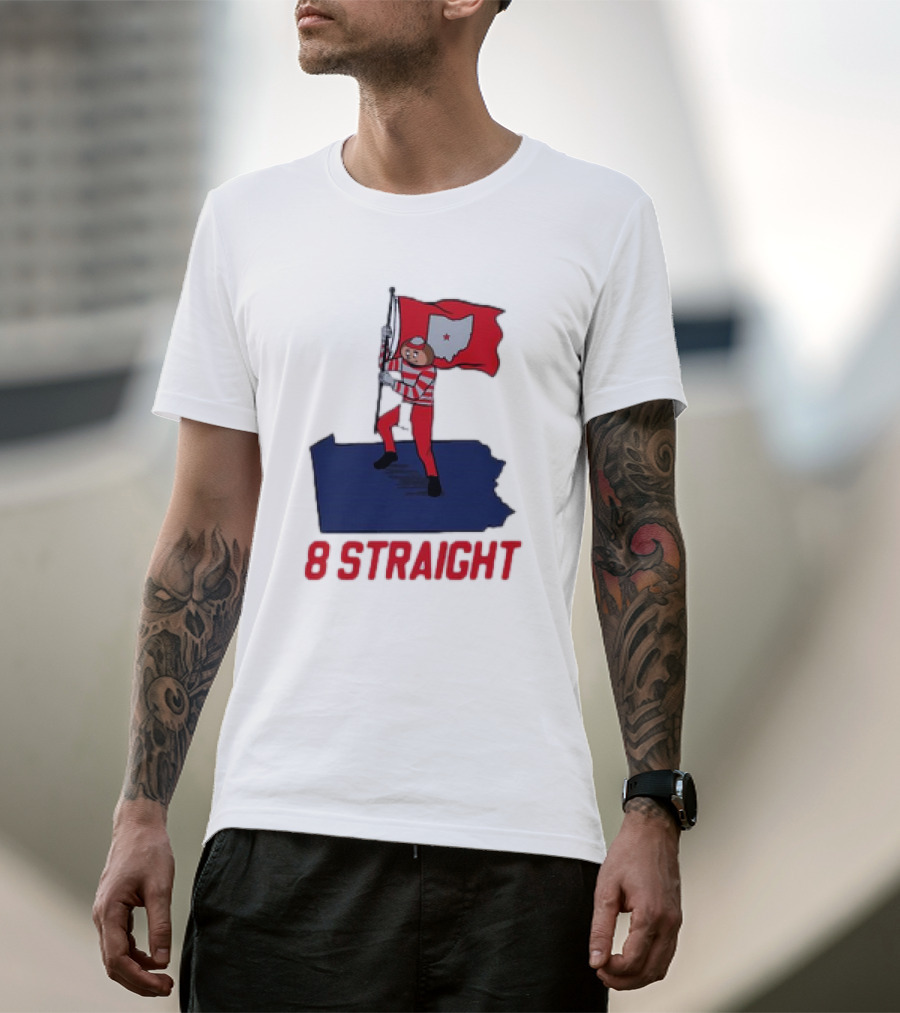 Ohio State Buckeyes Brutus Holding Flag 8 Straight T-Shirt