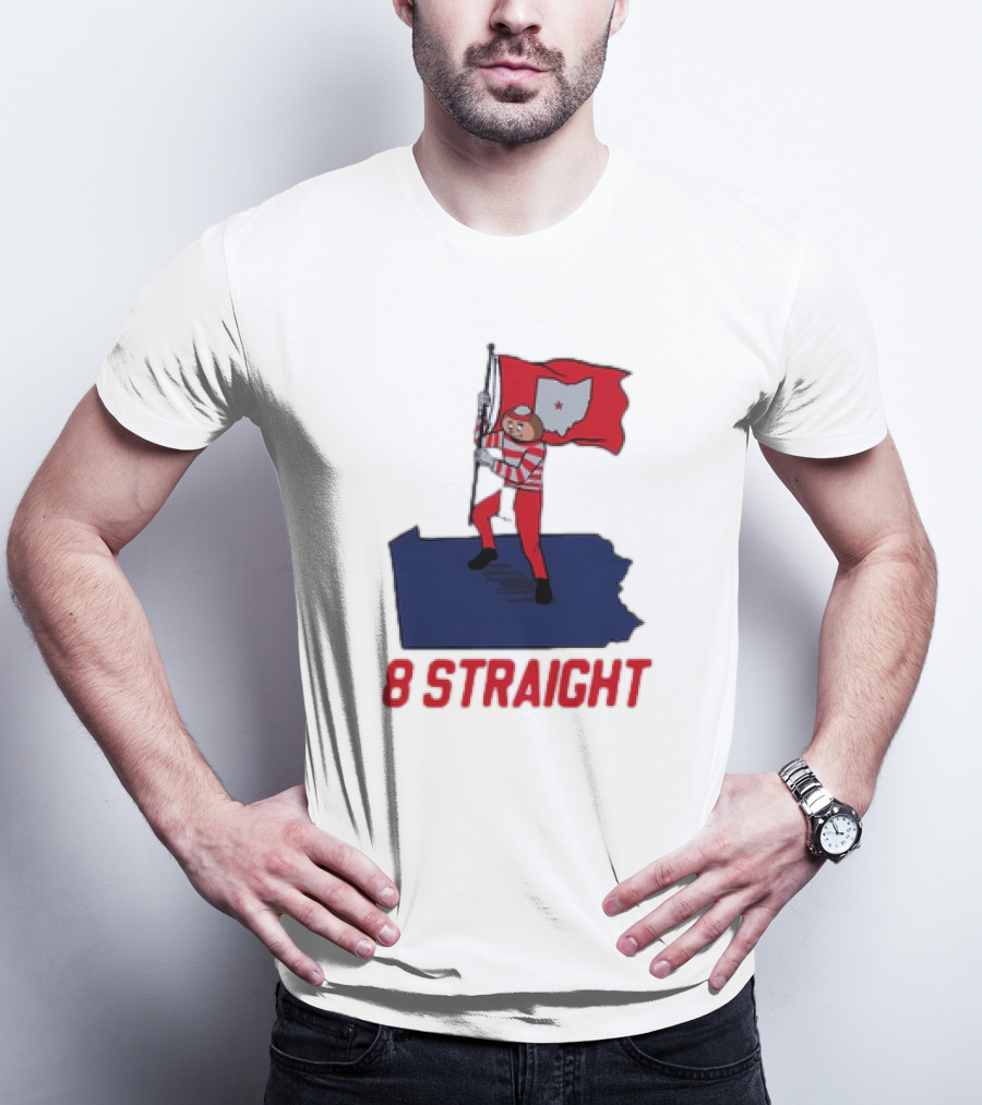 Ohio State Buckeyes Brutus Holding Flag 8 Straight T-Shirt
