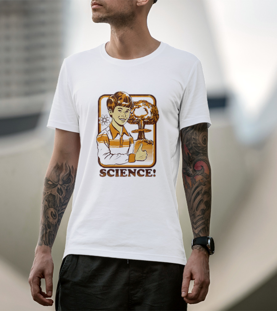 Science Atomic Bomb Thumbs Up Boy With Mushroom Cloud T-Shirt