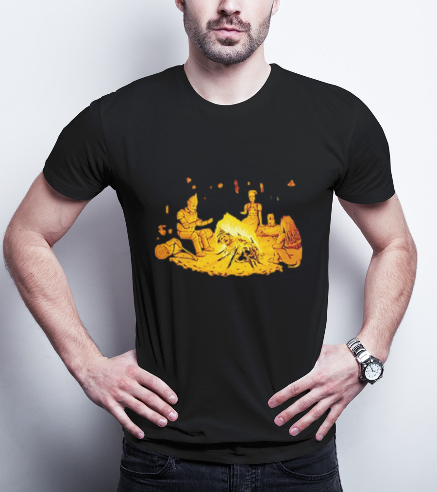 Cisco Ramon Campfire Wizard Of Oz Characters Marshmallow Roasting Scene T-Shirt