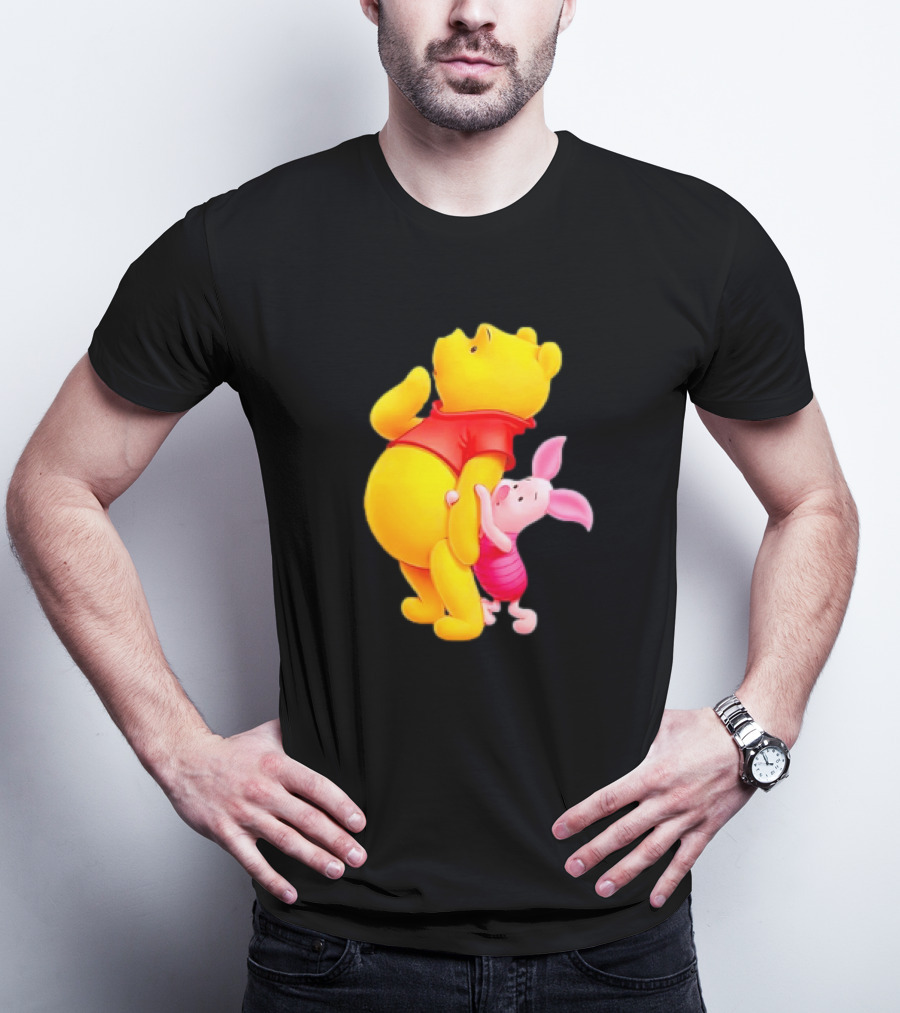 Winnie The Pooh And Piglet Best Friends Forever Hugging Playful Moment T-Shirt
