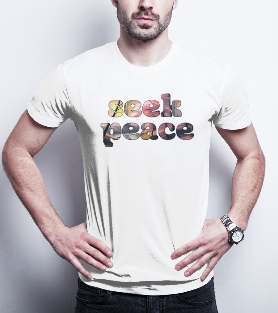 Seek Peace Classic Bohemian Colorful Lettering T-Shirt