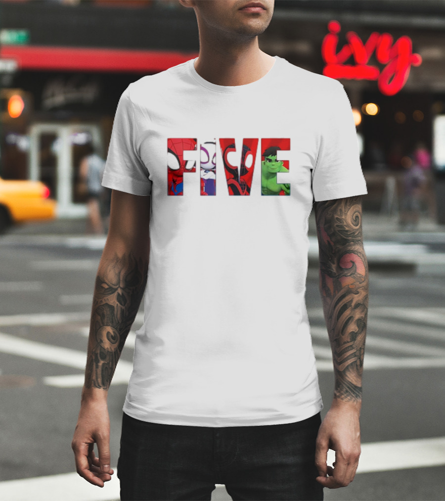 Spiderman Hulk Miles Morales Gwen Stacy Five T-Shirt